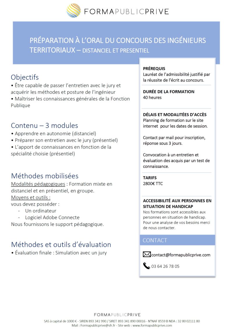 Formations Préparation au Concours Ingénieur Territorial - Forma Public ...
