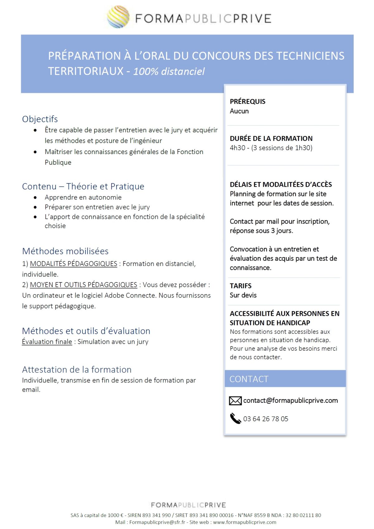Formations Préparation au Concours Technicien Territorial - Forma ...